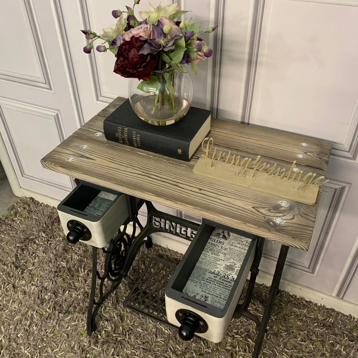 Singer Table Industrial Style Yakisugi Technique Custom Order ...